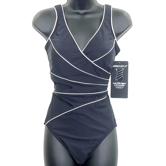 Miraclesuit | Swim | Miraclesuit Onepiece Swimsuit Black White Nwt ...